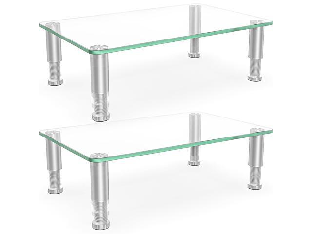 2 Pack Computer Monitor Riser with Height Adjustable Multi Media ...