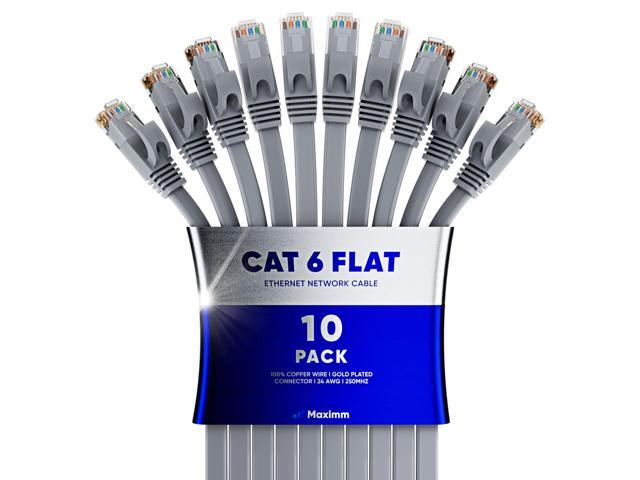 Cat6 Ethernet Cable 30ft, 10-Pack Gray - Flat High-Speed Network Cables ...