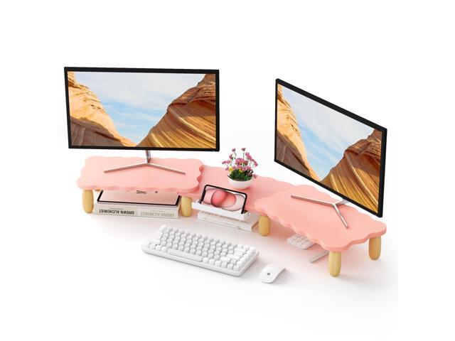 Dual Monitor Riser, Cookie-Shaped Adjustable Length & Swivel Angle ...