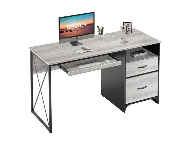 Bestier 55 inch Computer Desk with Storage Drawers & Keyboard Tray ...