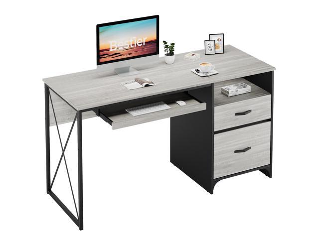 Bestier 55 inch Computer Desk with Storage Drawers & Keyboard Tray ...