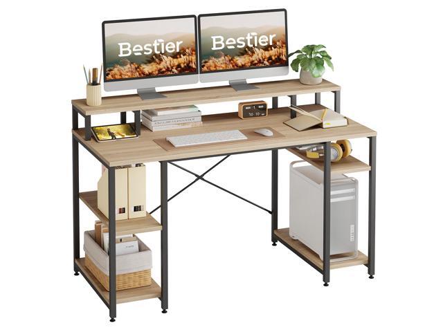 Bestier Gaming Desk with Monitor Shelf, 55 inches Home Office Desk with ...
