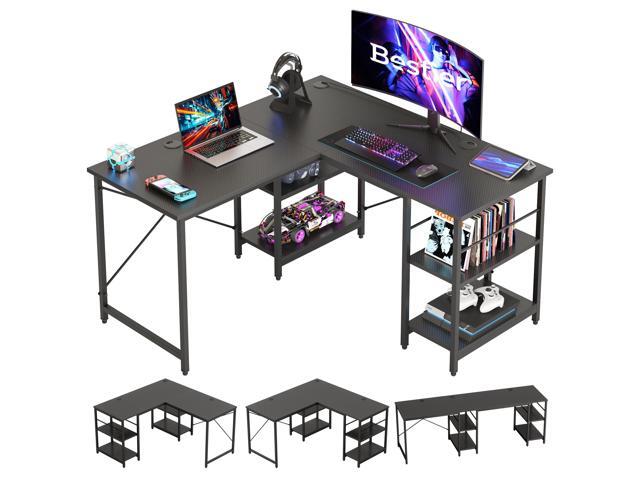 Bestier Desk with Shelves 86 Inch Reversible Corner Computer Desk or 2 ...