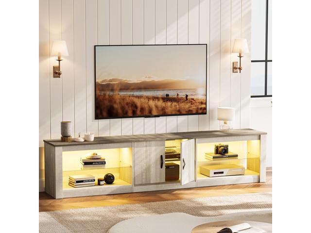 Bestier 80 Inch TV Stand, Modern Media Console with Adjustable Lockers ...