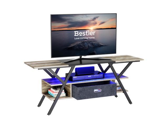 Bestier 55 inch Gaming TV Stand with LED Lights for 65 Inch TV ...