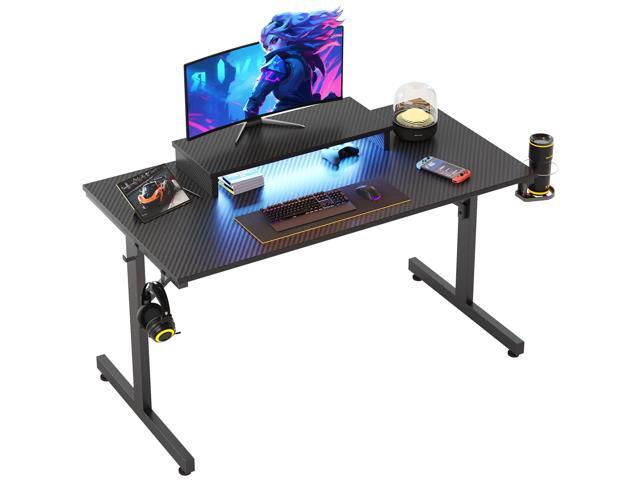 Bestier Small Gaming Desk with Monitor Stand, 42 inch LED Computer Desk ...