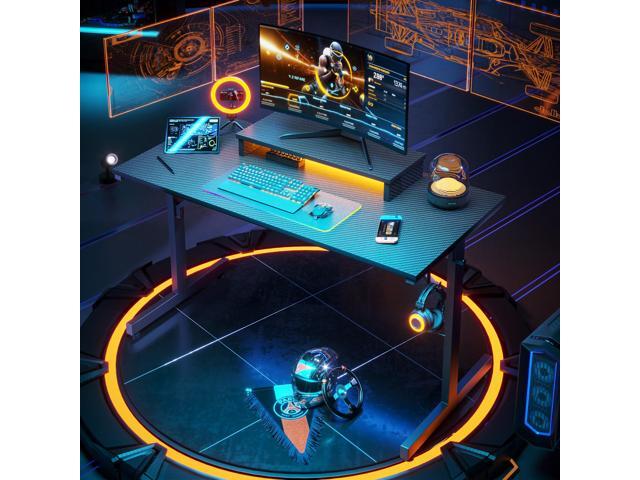 Bestier Small Gaming Desk with Monitor Stand, 42 inch LED Computer Desk ...