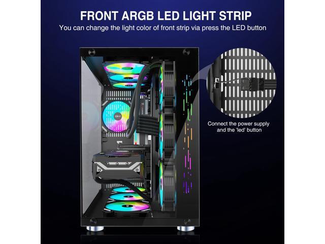 GIM ATX Mid-Tower PC Case Black 10 Pre-Installed 120mm RGB Fans Gaming ...
