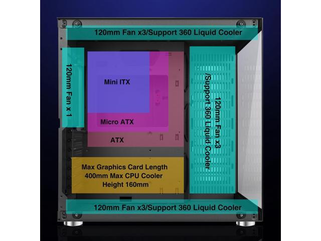 GIM ATX Mid-Tower PC Case Black 10 Pre-Installed 120mm RGB Fans Gaming ...