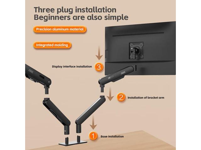 AOC Dual Monitor Arm Desk Stand Adjustable Two Monitor Freestanding ...