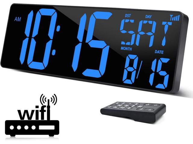 Large Digital Wall Clock WiFi Sync, 16.5 in Large Display Wall Clock ...
