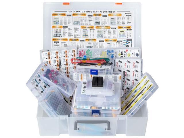 Electronic Component Assortment Box Kit, 5228 pcs, Capacitors ...