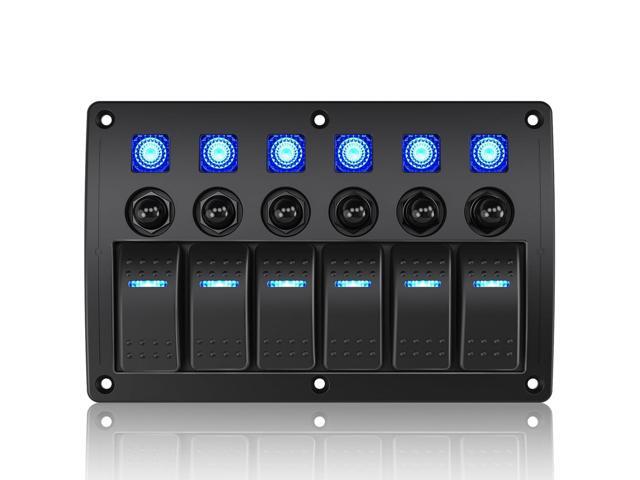 6 Gang Marine Boat Rocker Switch Panel Waterproof Overload Protector,12 ...