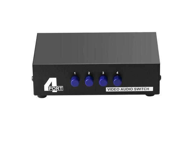 AV Switch Box Composite Selector 4 Port RCA Audio Video 4 In 1 Out To ...