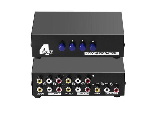 AV Switch Box Composite Selector 4 Port RCA Audio Video 4 In 1 Out To ...