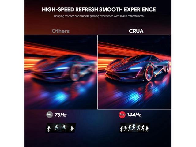 CRUA 32" Curved Gaming Monitor 144Hz QHD(2560x1440P) VA 1800R Display ...