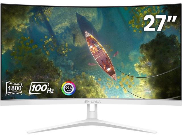 CRUA 27" Curved White Monitor Full HD( 1920x1080P ) VA Panel 1800R ...