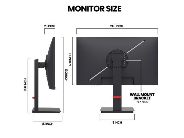 CRUA 24.5Inch Gaming Monitor 144Hz/165Hz, FHD 100% sRGB Computer ...