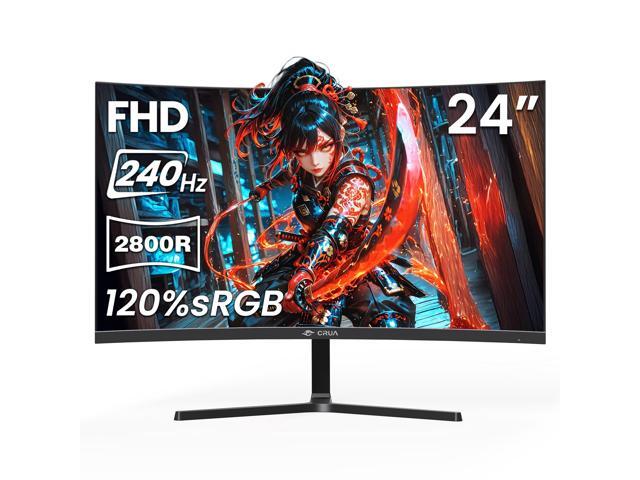 CRUA 24 240Hz Gaming Monitor, Curved FHD 1920 x 1080P, Support 120% ...