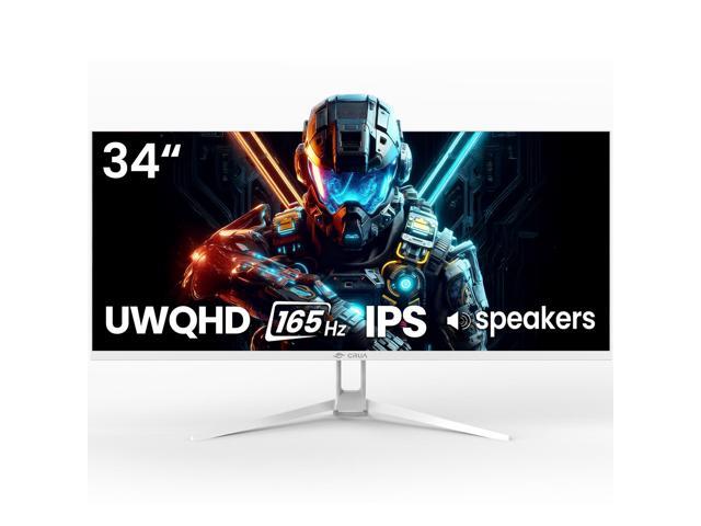 CRUA 34'' White Gaming Monitor, 165HZ/144HZ, WQHD(3440x1440P) IPS ...