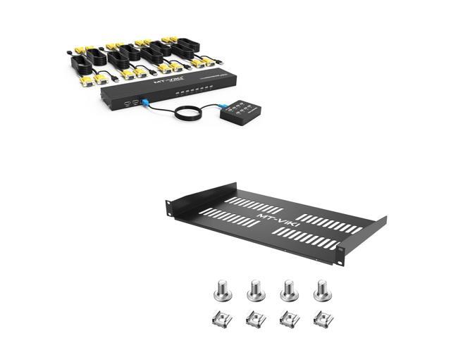 8 Port VGA KVM Switch + 1 Pack 1U 19'' Rack Shelf - Newegg.com