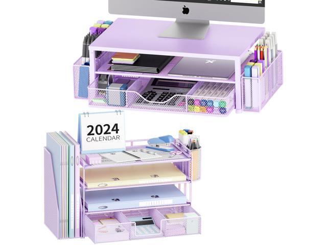 OPNICE Desk File Organizer with Monitor Stand(Purple) - Newegg.com