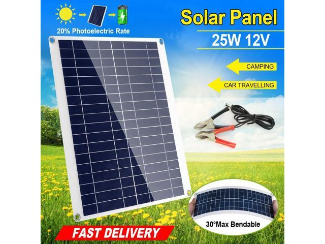 25W Solar Panel Kit 12V Battery Charger Controller Caravan Boat RV Car ...