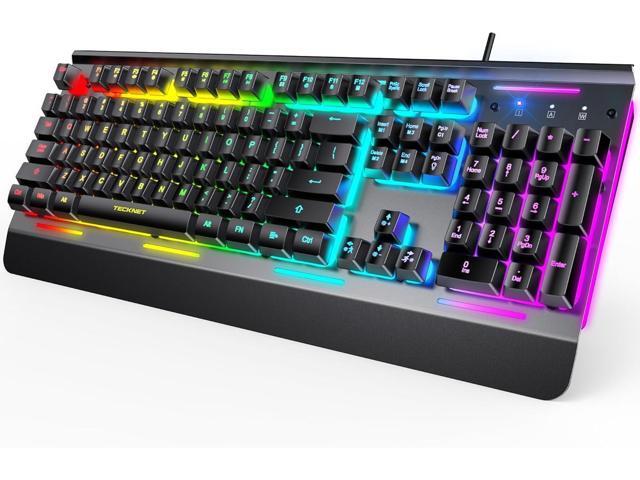 Gaming Keyboard, USB Wired Computer Keyboard, 15-Zone RGB Illumination ...