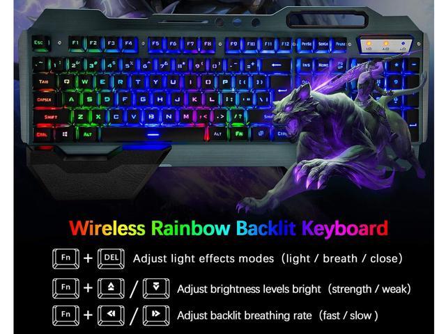 Wireless gaming Keyboard and Mouse,Rainbow Backlit Rechargeable ...