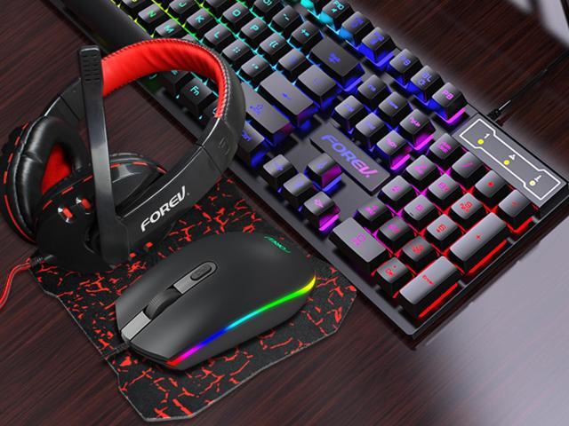 Wired Gaming Keyboard and Mouse Headset Combo,Rainbow LED Backlit Wired ...