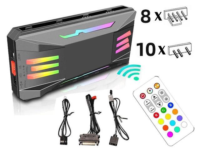 5V 3 Pin ARGB HUB,Pwm Fan Temperature Controller Integrator, Remote ...