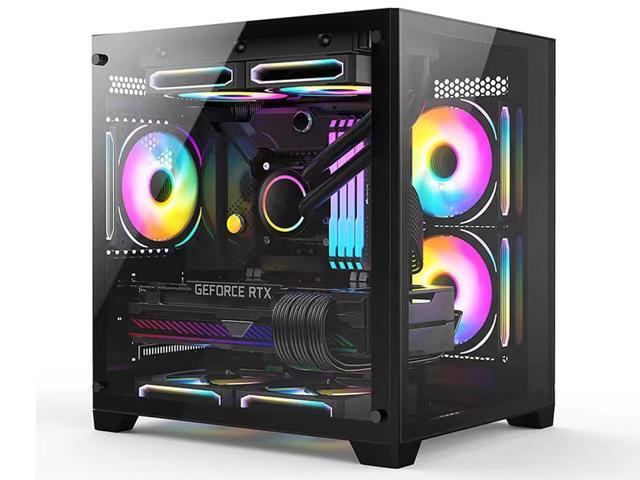 PC Case - mATX Tower Tempered Glass Gaming Computer Case with out ARGB ...