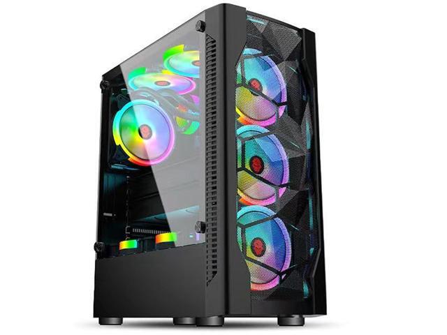 ATX Tower Gaming PC Case with USB3.0,Tempered Glass Side Panel, High ...