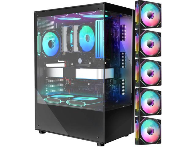 GPERHUAN PC CASE M-ATX Gaming PC Cases with 5x120 MM Fans,matx case,itx ...