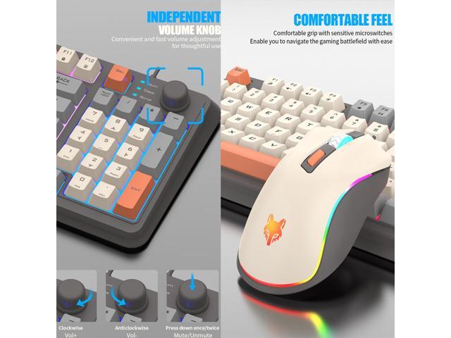 K820 USB Corded Gaming Keyboard and Mouse Kit Colorful Lighting 94 Keys ...