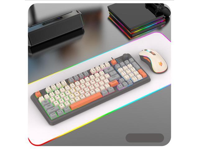 K820 USB Corded Gaming Keyboard and Mouse Kit Colorful Lighting 94 Keys Layout Keypad 3 Color ...