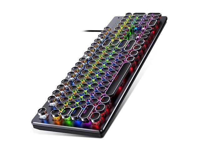 GPERHUAN Typewriter Mechanical Keyboard, Rainbow LED Backlit, Vintage ...