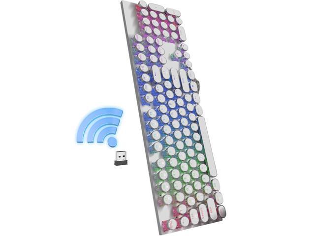 Wireless Punk Typewriter Mechanical BLACK Keyboard Round Keycaps And ...