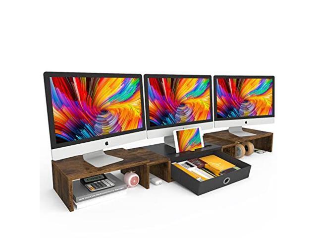 WESTREE Triple Dual Monitor Stand Riser with Drawer,Extra Large ...