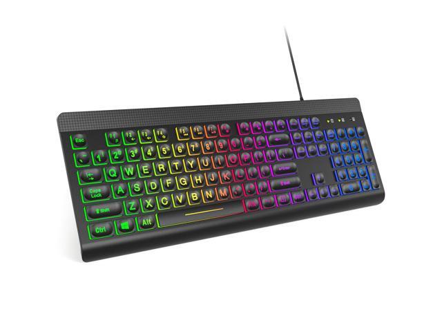 Meidosa Backlit Keyboard Wired Large Print, Computer Keyboard with ...