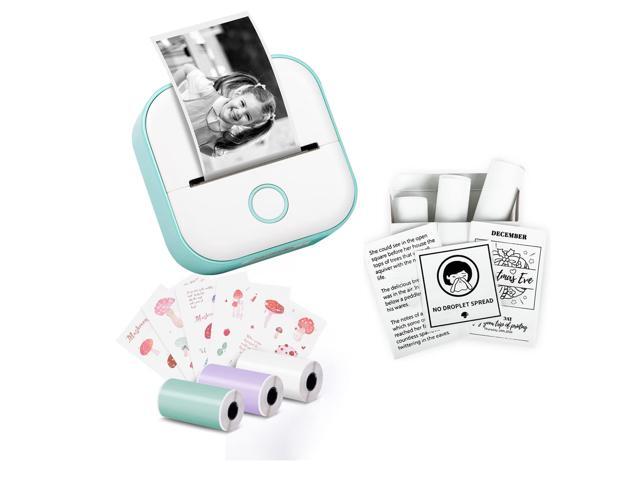 Memoking T02 Portable Small Printer with 3 Rolls Paper, Sticker Printer ...