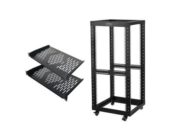 RIVECO 25U Open Frame Server Rack with Wheels- Heavy Duty 4 Post 19 ...