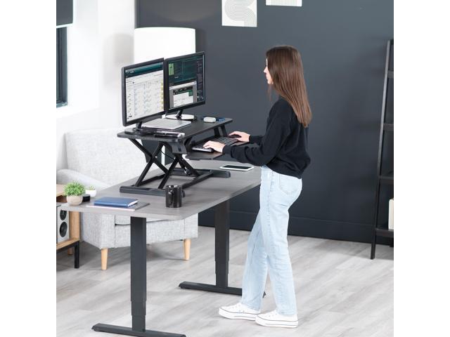 VIVO Black Height Adjustable 36" Standing Desk Monitor Riser, Sit Stand ...