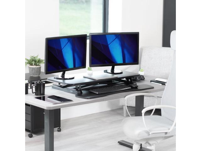 VIVO Black Height Adjustable 36" Standing Desk Monitor Riser, Sit Stand ...