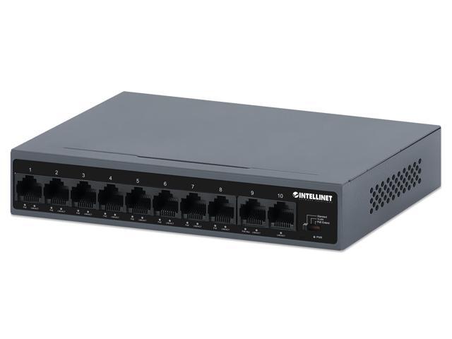 Intellinet 10-Port PoE+ Switch with 8 Fast Ethernet Ports and 2 FE Uplinks, IEEE 802.3at/af ...