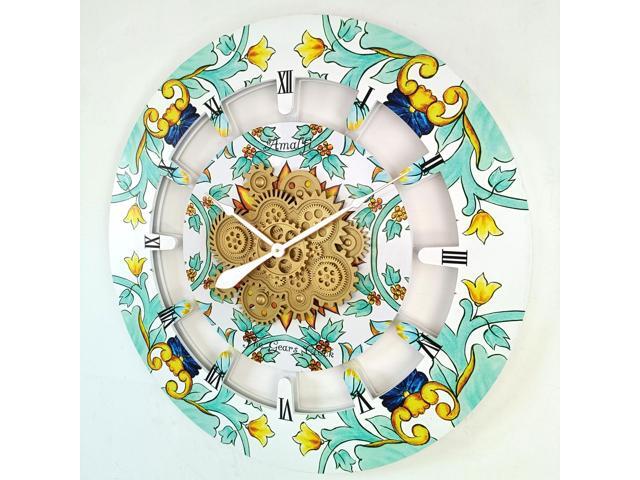 The Gears Clock 36 inches Round Italy Collection Wall Clock with Moving ...