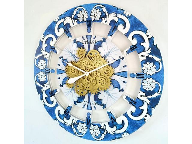 The Gears Clock 36 inches Round Italy Collection Wall Clock with Moving ...