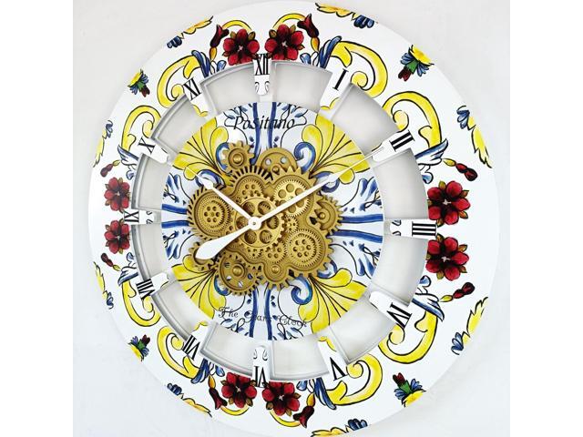 The Gears Clock 36 inches Round Italy Collection Wall Clock with Moving ...