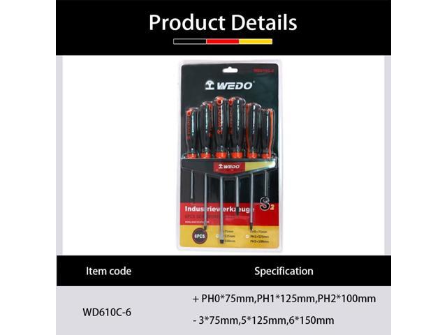 WEDO 6Pcs Screwdriver Set, Magnetic Screwdriver with 3 Flat& 3 Philips ...