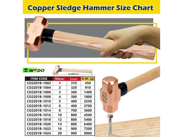 WEDO Copper Sledge Hammer with Wooden Handle,Long Straight Handle ...